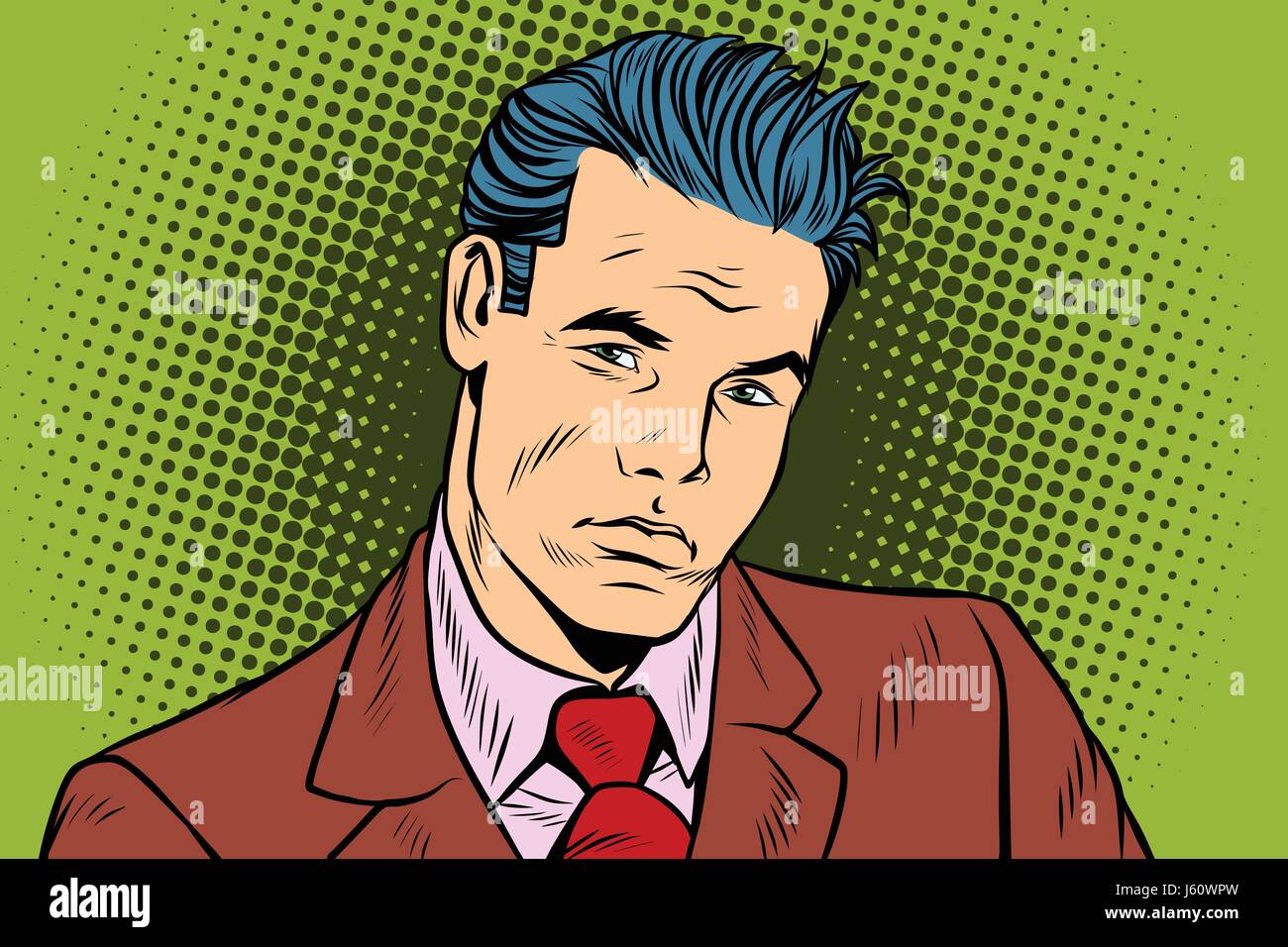 man businessman serious. Pop art retro vector illustration drawing ...