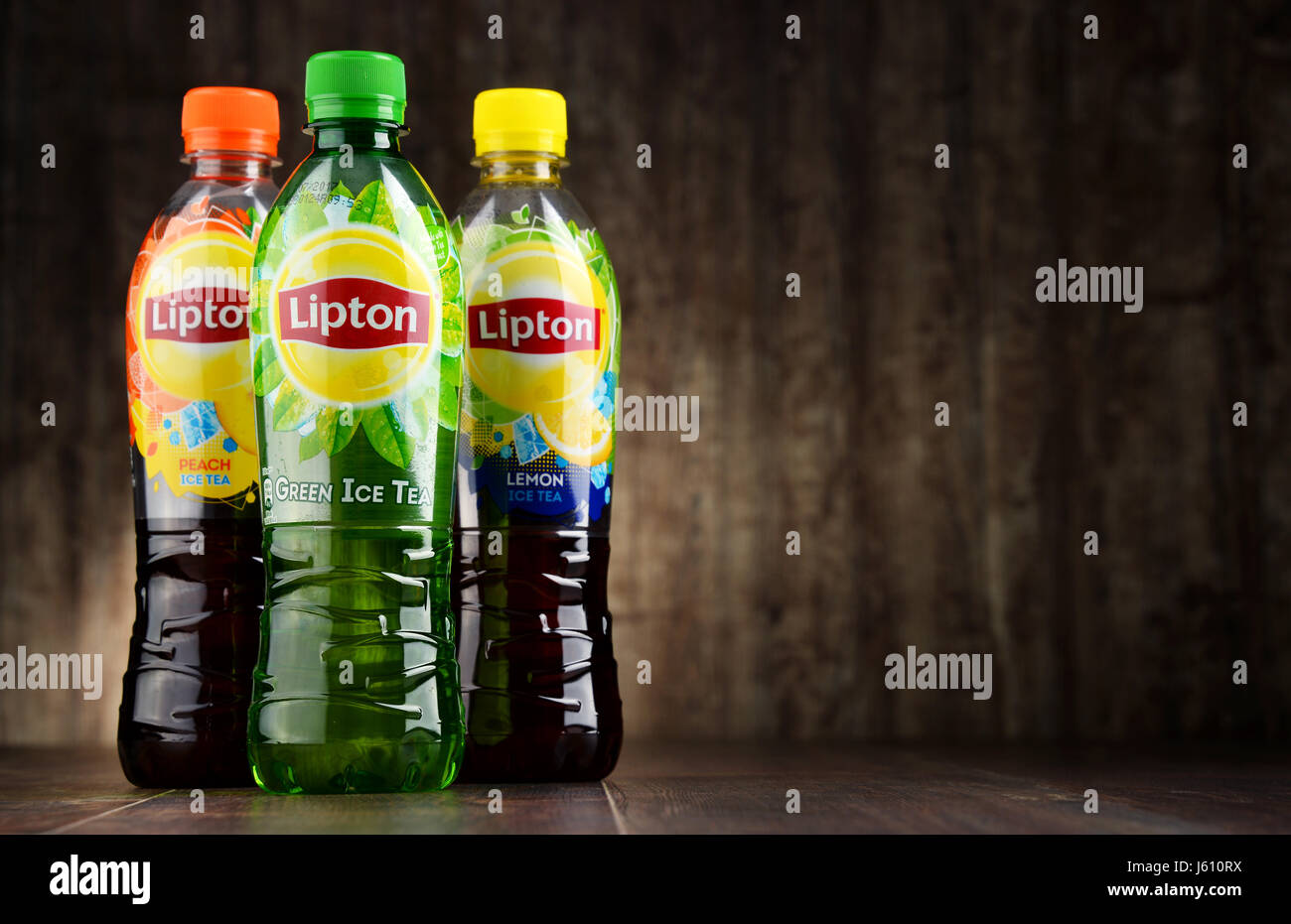 POZNAN, POLAND - NOV 4, 2016: Lipton Ice Tea is a soft drink brand sold ...