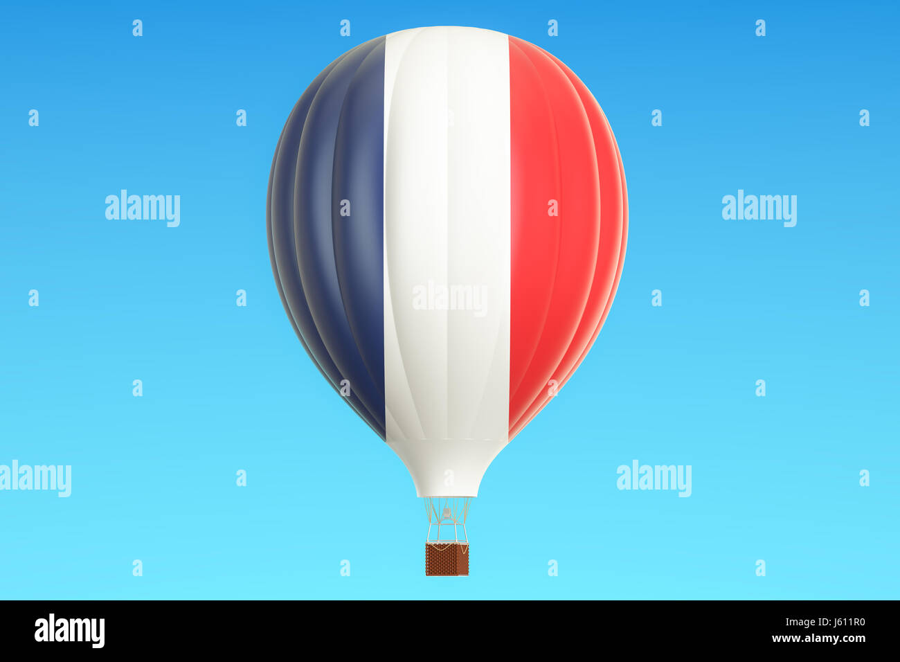 Hot air balloon with France flag, 3D rendering isolated on white ...
