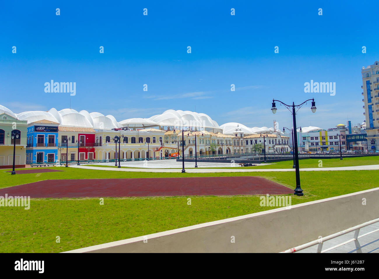 Beautiful park in city center of Macau Cina in a gorgeous blue sky ...