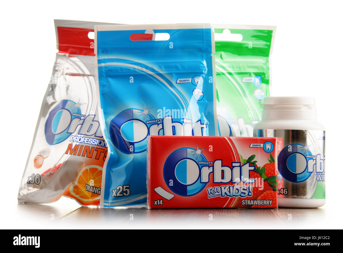 POZNAN, POLAND - JAN 19, 2017: Flagship products of Wrigley Company, the largest manufacturer ...