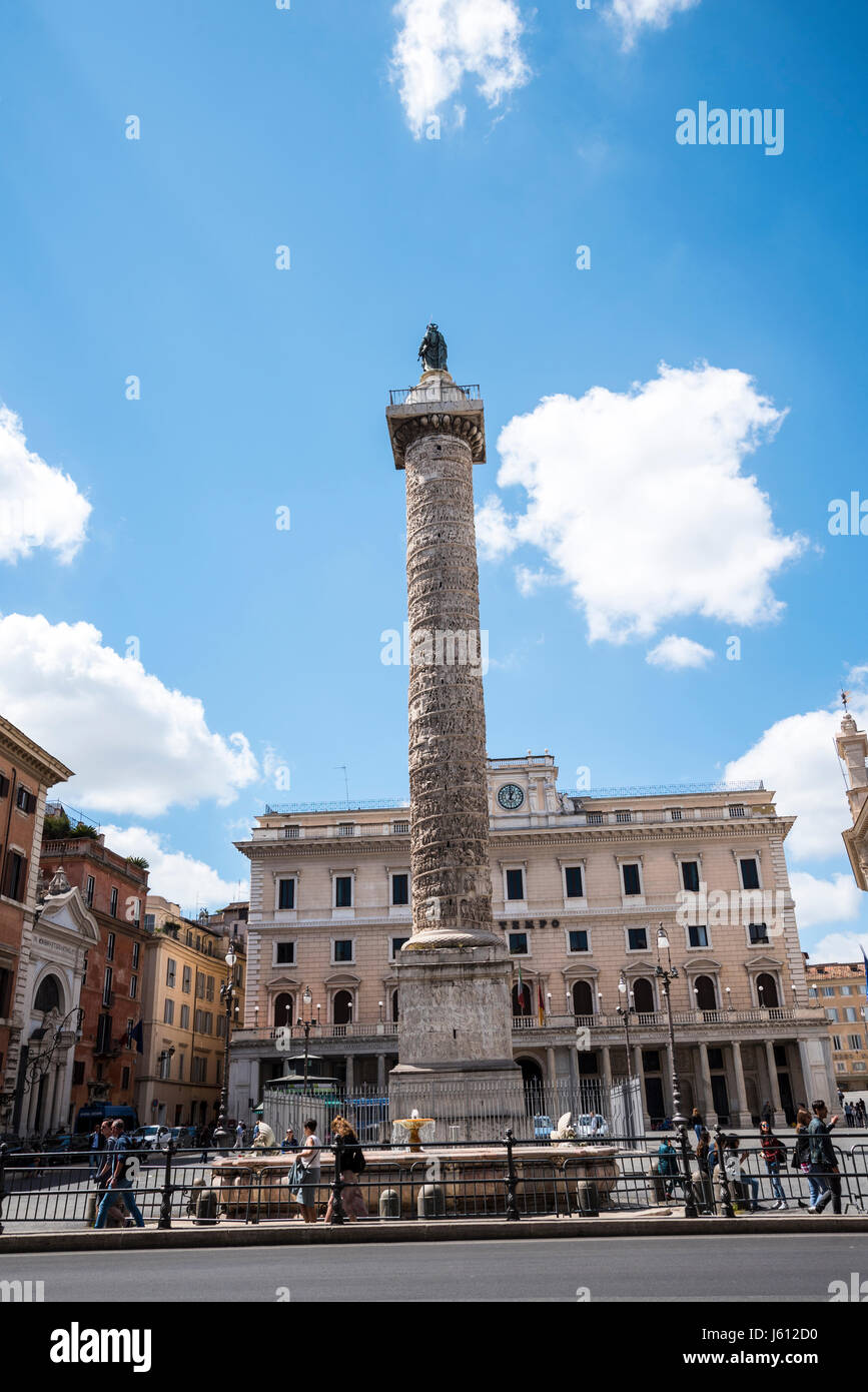 The Triumphal Column of Emperor Marcus Aurelius on Montecitoria in Rome ...