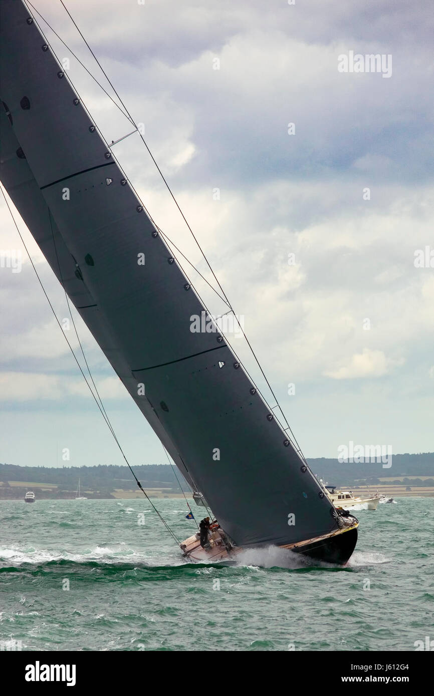 J-Class yacht "Rainbow" powering up the second beat of Race 2 of the J ...