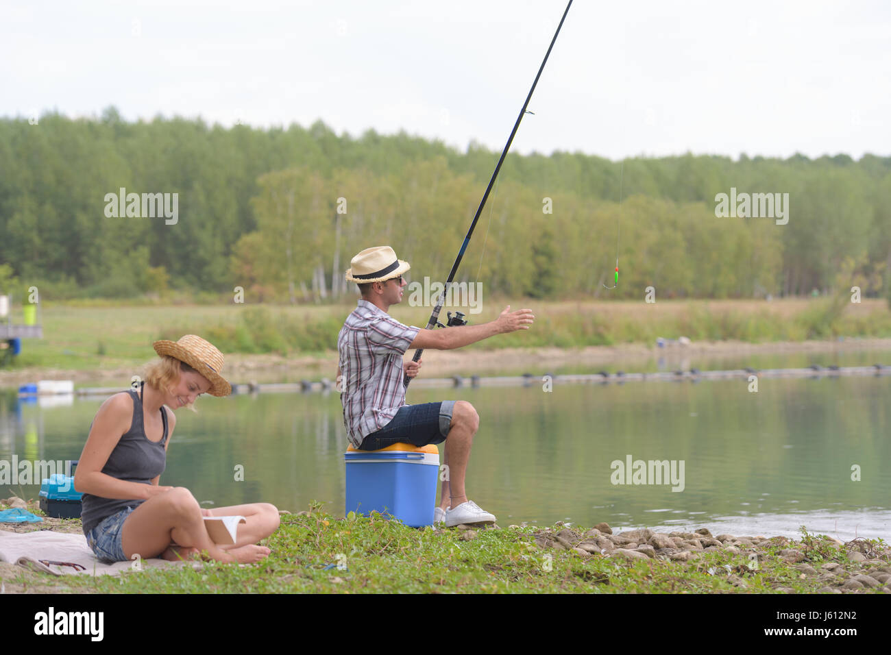 fishing in the freshwater lake Stock Photo - Alamy