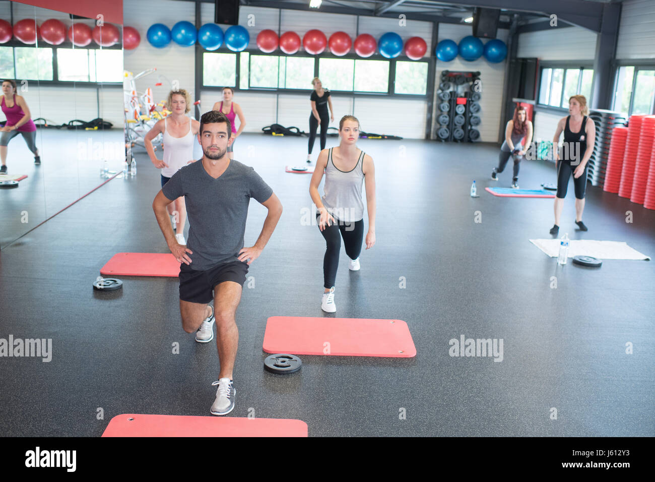 Aerobics class in progress Stock Photo - Alamy