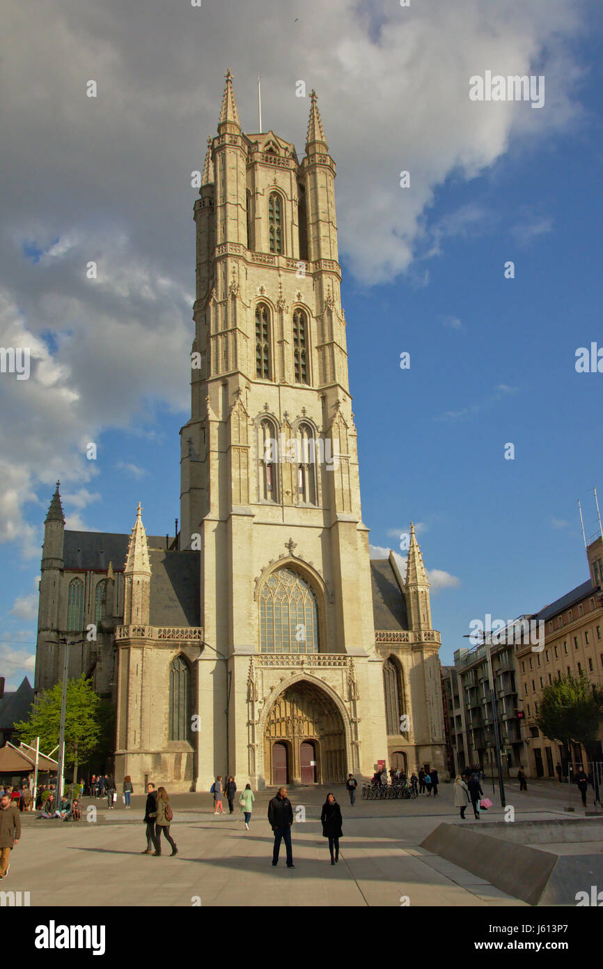 Facade of the gothic Saint Bavo`s cathedral, Ghent Stock Photo - Alamy