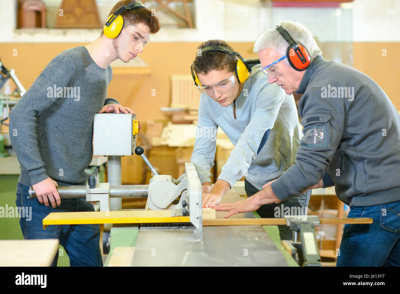 Students in woodwork class Stock Photo - Alamy