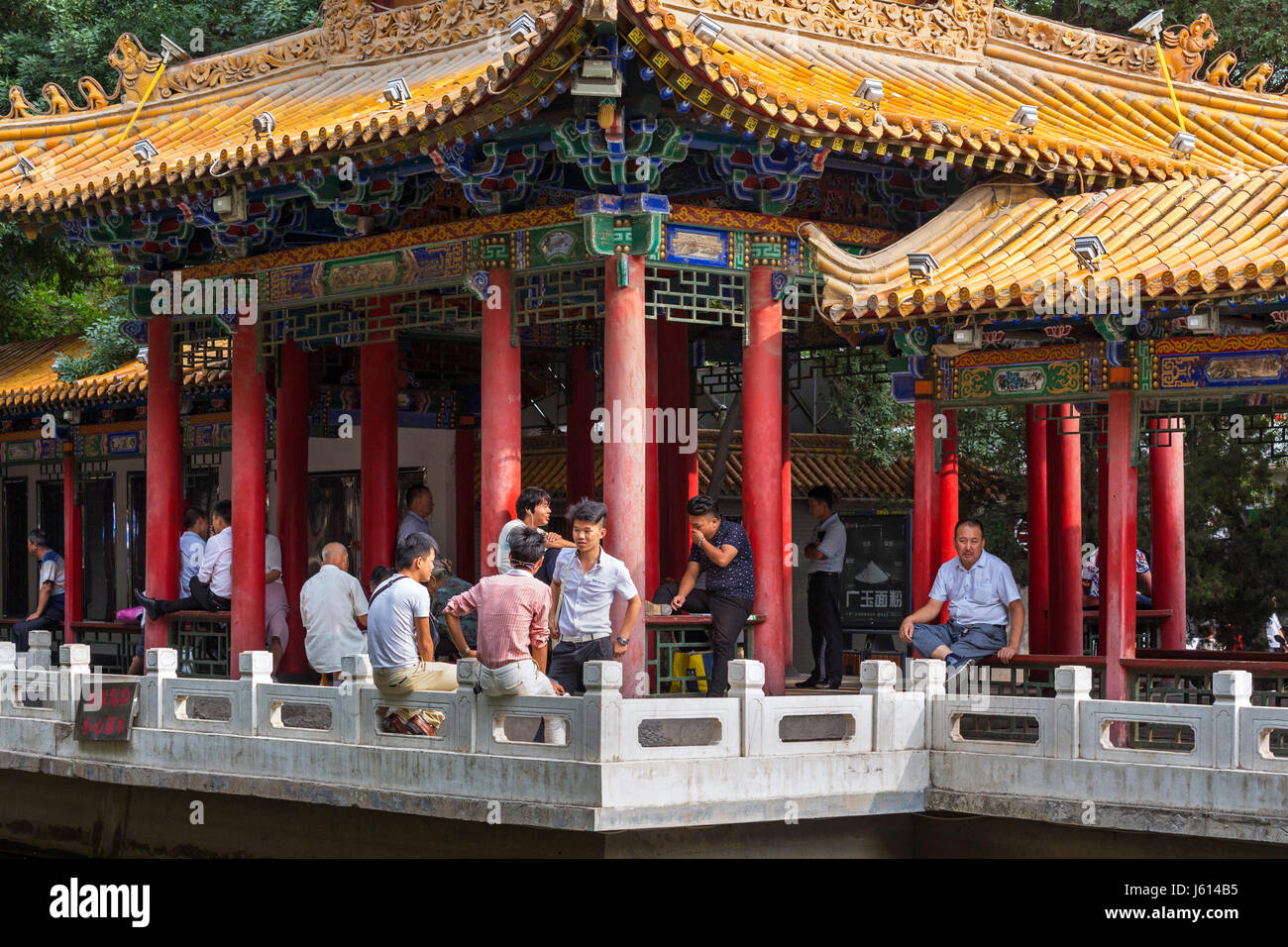 Chinese men meeting in Ningyuan Park, Yinchuan, Ningxia, China Stock ...