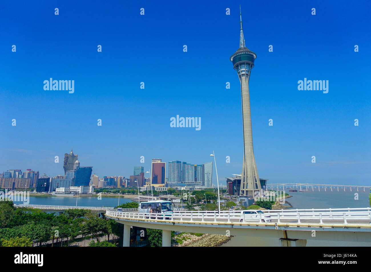 MACAU, CHINA- MAY 11, 2017: Famous traveling Macau Tower, urban ...