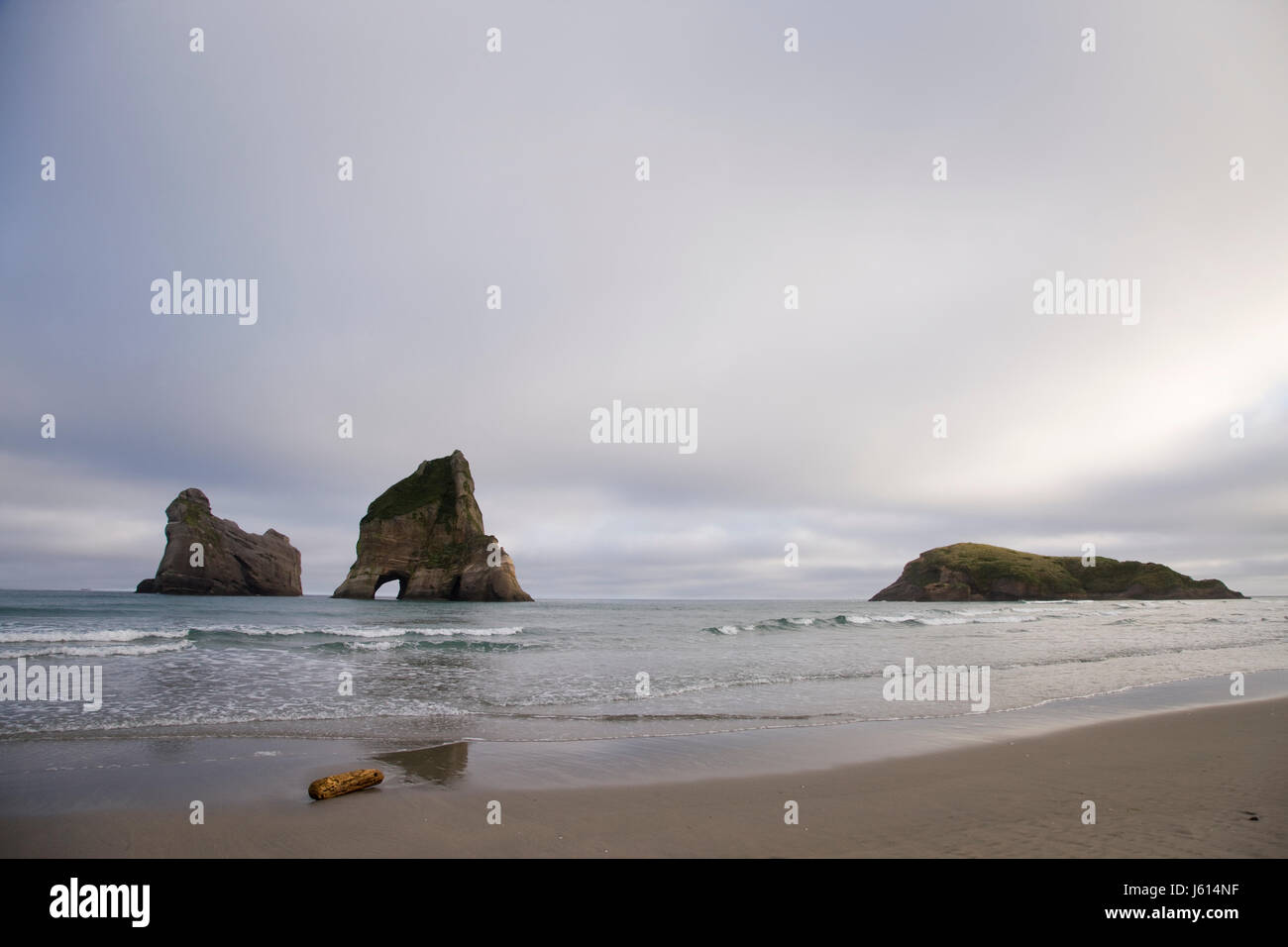 Farewell Spit New Zealand beach Rock haystacks Stock Photo - Alamy