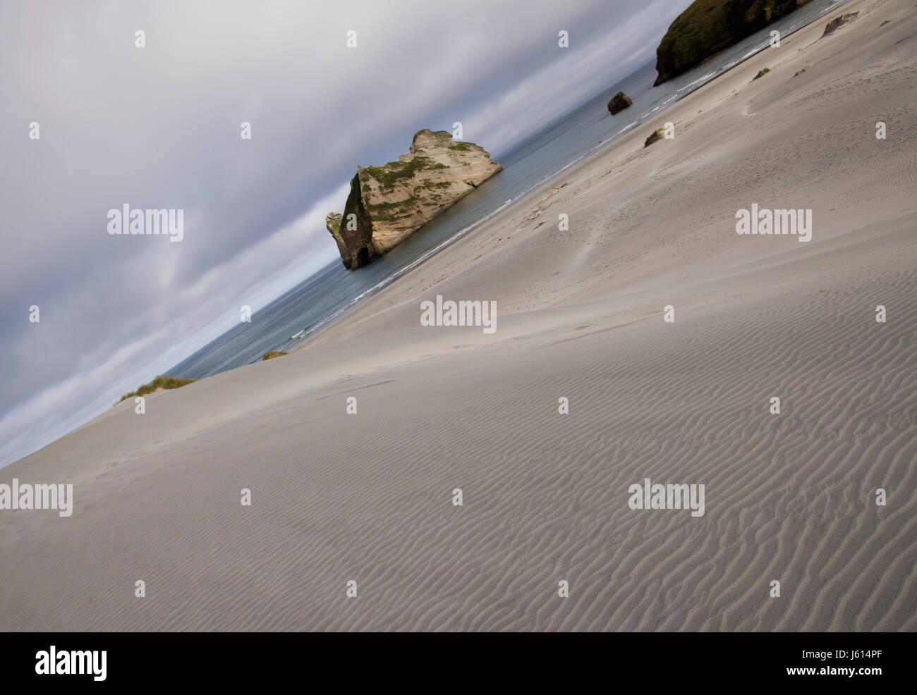 Farewell Spit New Zealand beach Rock haystacks Stock Photo - Alamy