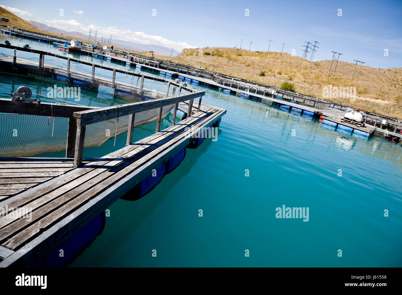 Lake Benmore Salmon Farm South Island New Zealand Stock Photo - Alamy
