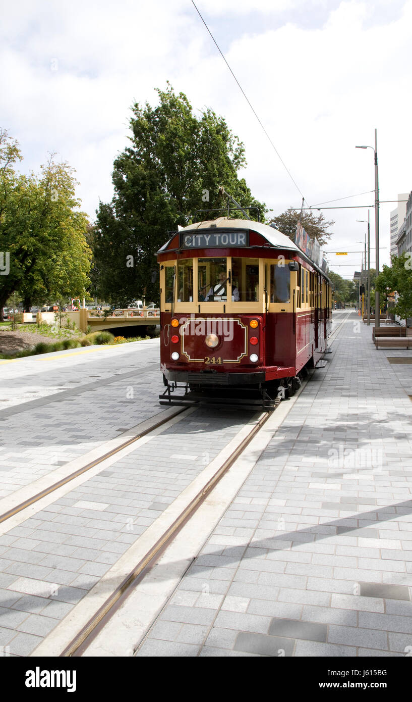 Christchurch New Zealand Tram Transportation Downtown Tourism Stock ...