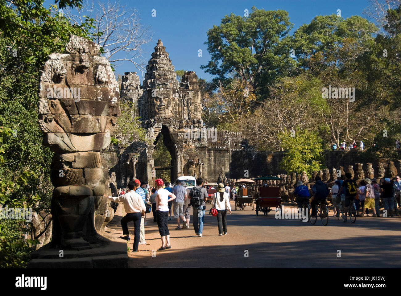 The south gate into Angkor Thom (Khmer for "Great City") the last ...