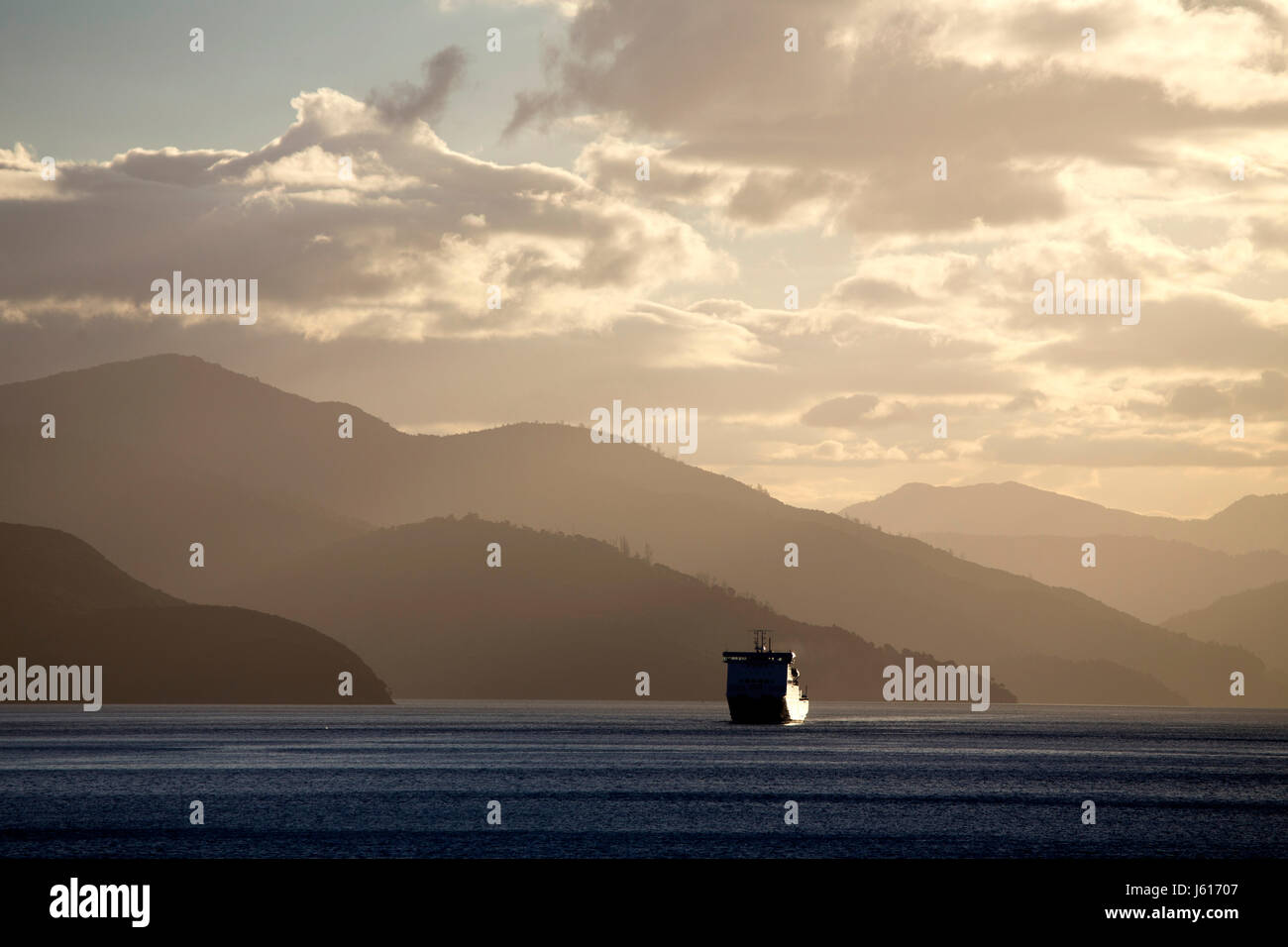 Ferry View Picton New Zealand to South Island Cargo Ship Stock Photo ...