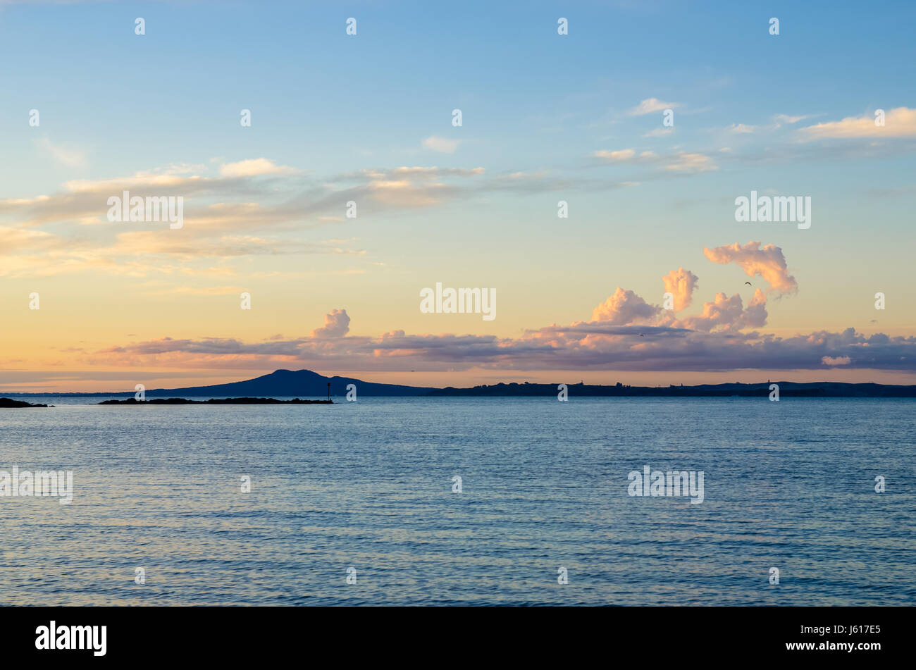 Beautiful sunset of Omana Regional Park in Auckland, New Zealand Stock ...