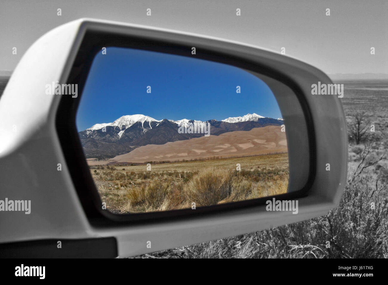 usa america rear-view mirror dene mountains desert wasteland national ...