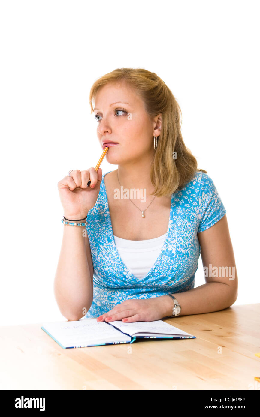 woman study write wrote writing writes think thoughts diary notebook ...