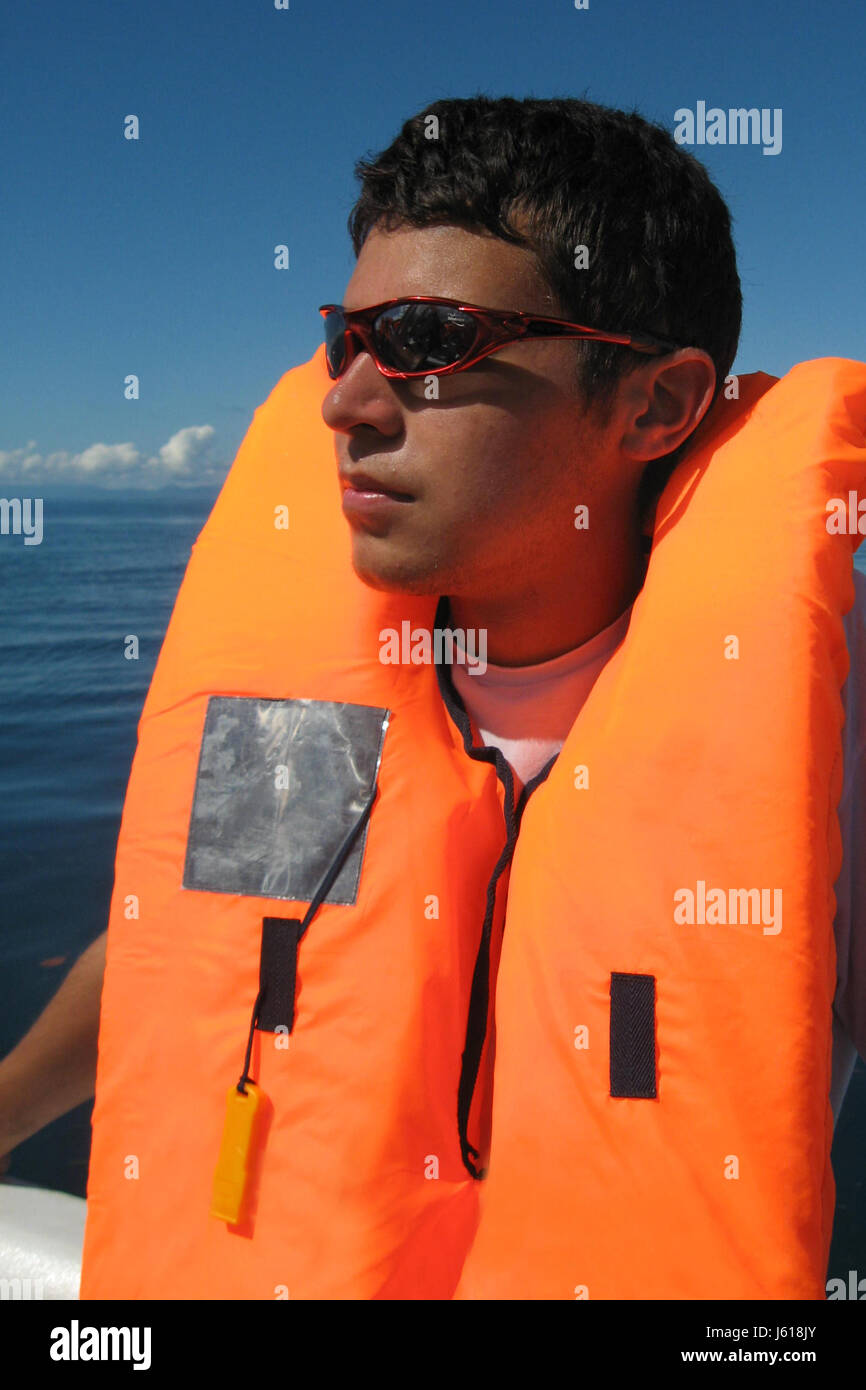 young man with life jacket Stock Photo - Alamy