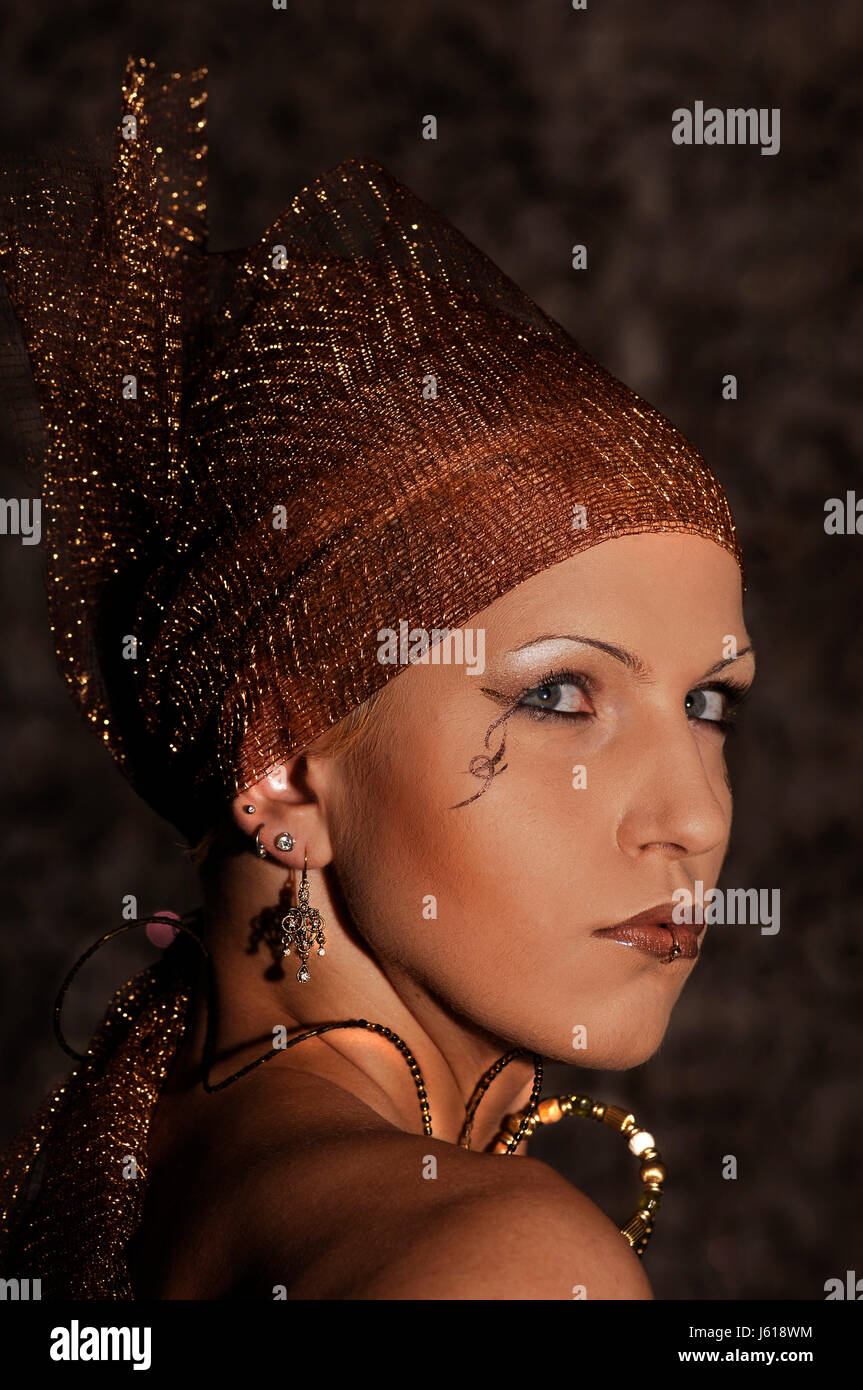 woman portrait copper photo model model gold woman portrait jewelry ...