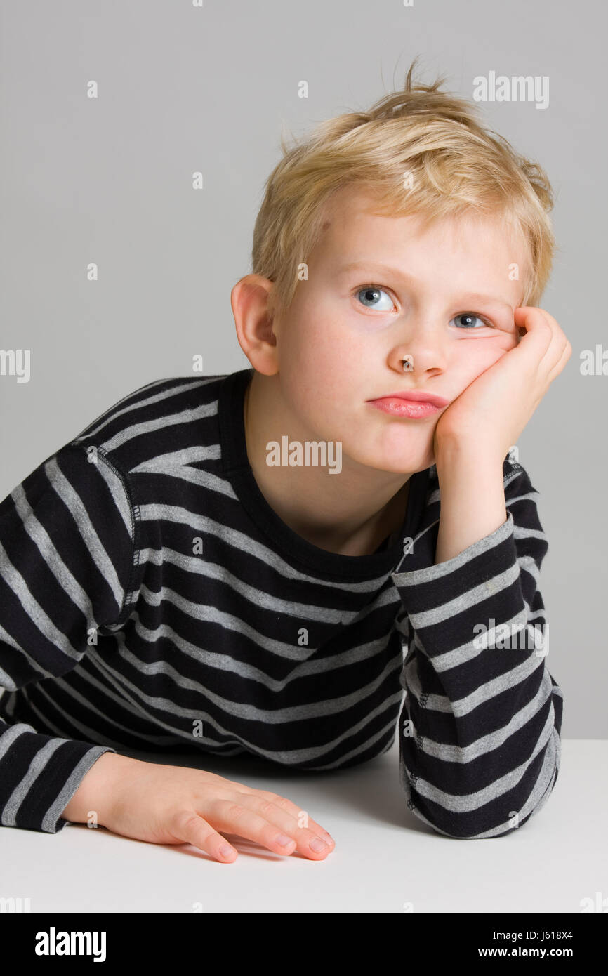 portrait thinking boy lad male youngster maddening pert coquettish cute ...