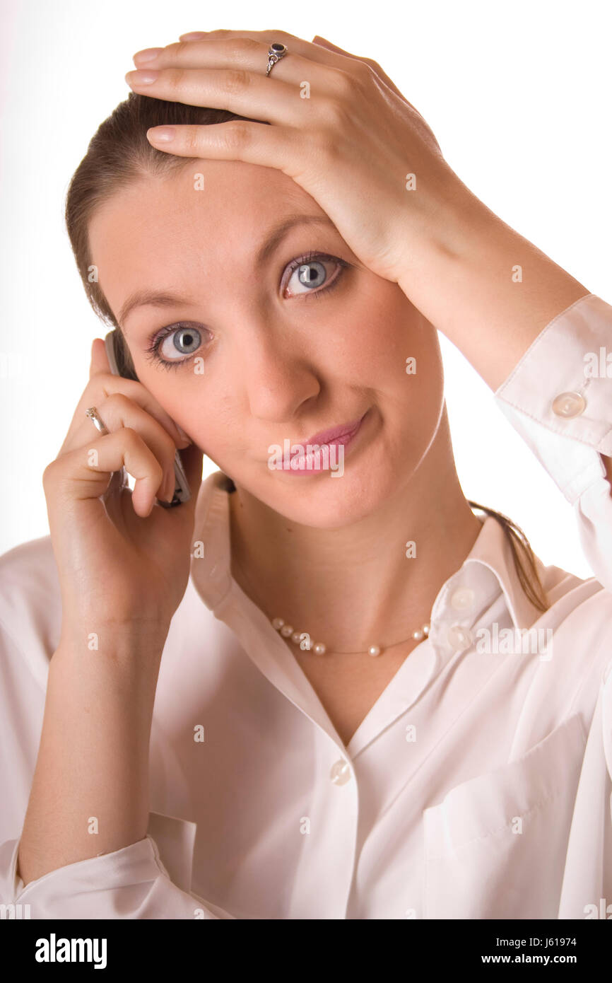 woman telephone phone face concern worried worry anxiety anxious ...