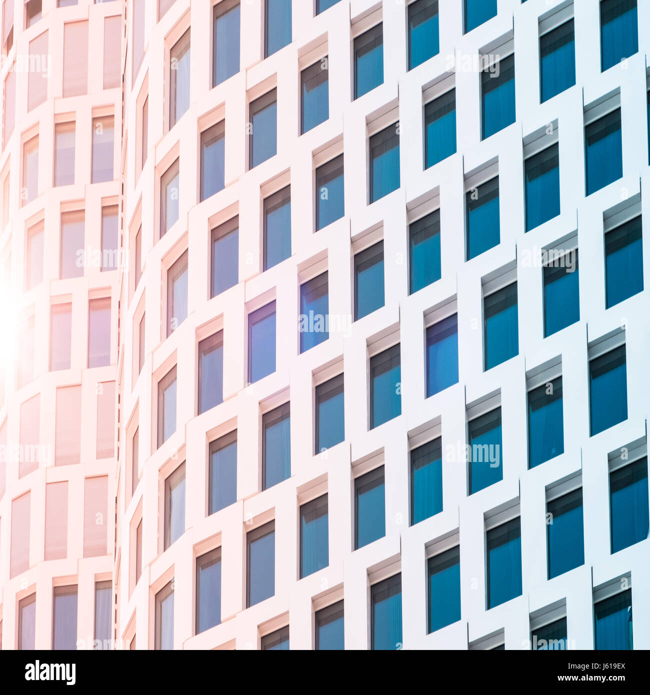 skyscraper facade with sunlight lens flare - building exterior Stock ...