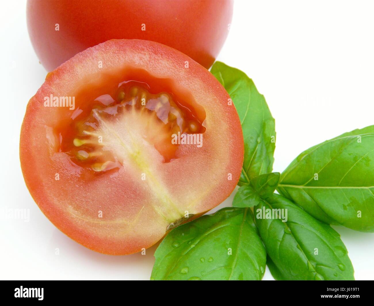 green vegetable basil pulp half red tomato food aliment spice green ...