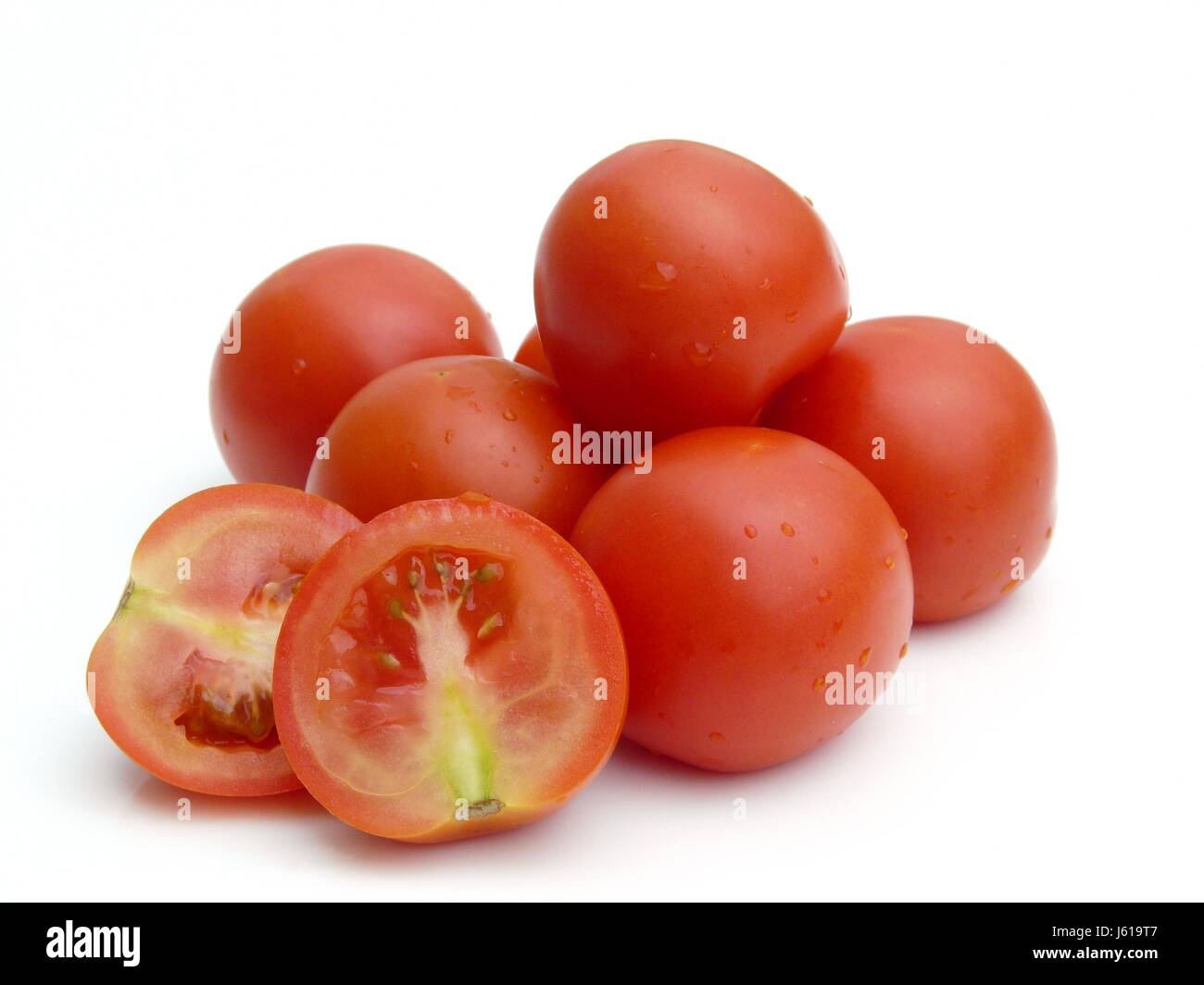 vegetable pulp half halved red tomato food aliment blank european ...