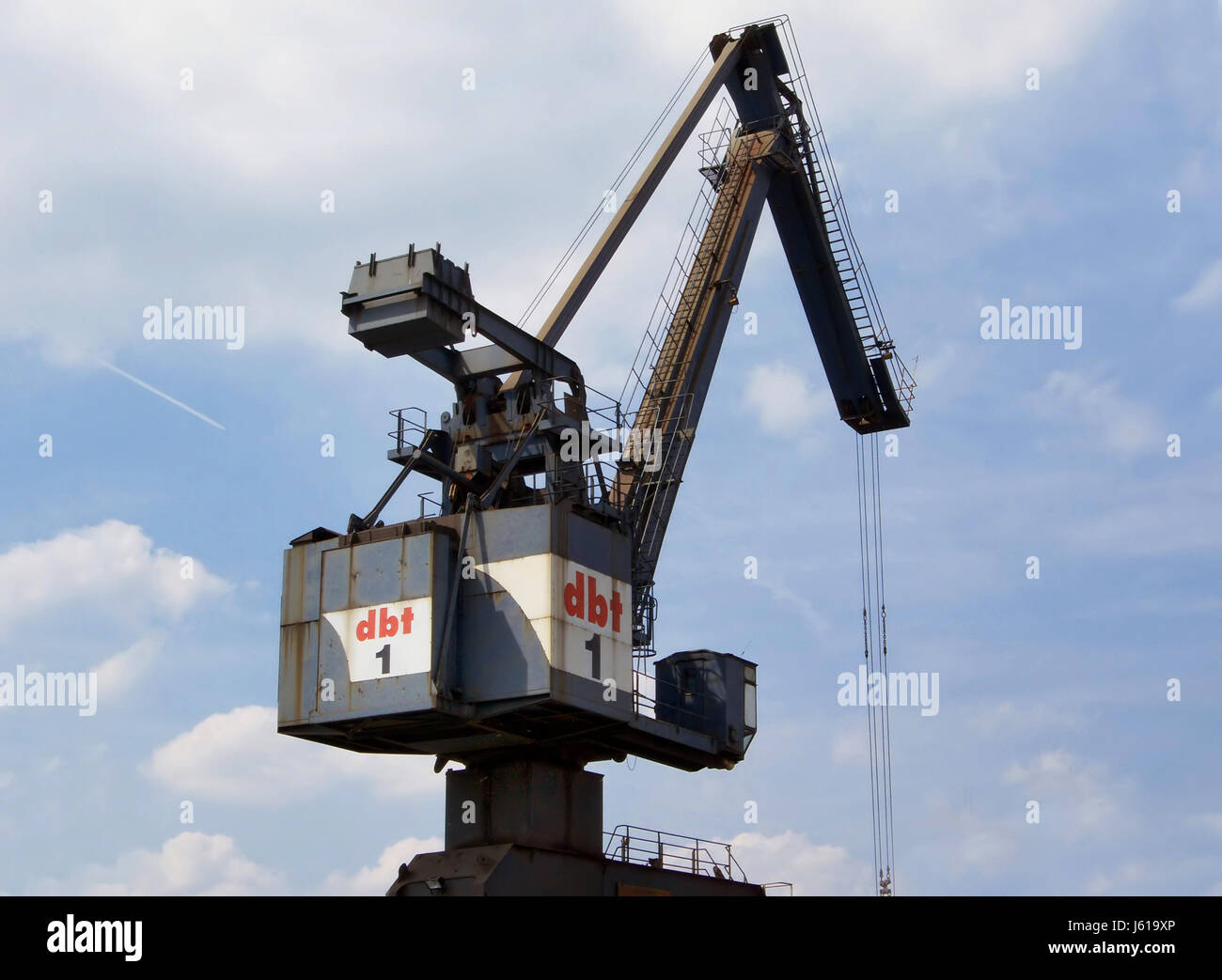 metal bracket raise lift pivot crane blue industry iron metal rusty ...