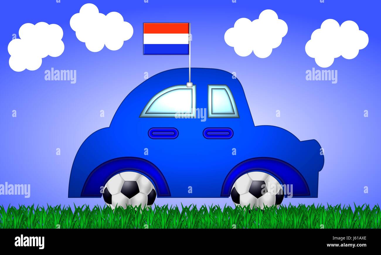 car with fan flag holland Stock Photo - Alamy