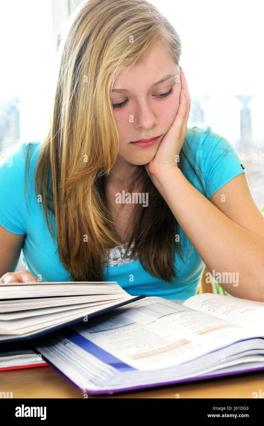 study teen teenager student homework girl girls desk education sad ...