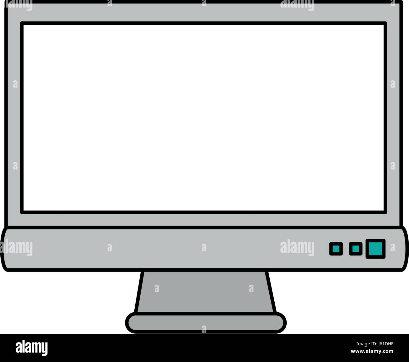 color image cartoon front view computer display with buttons Stock ...