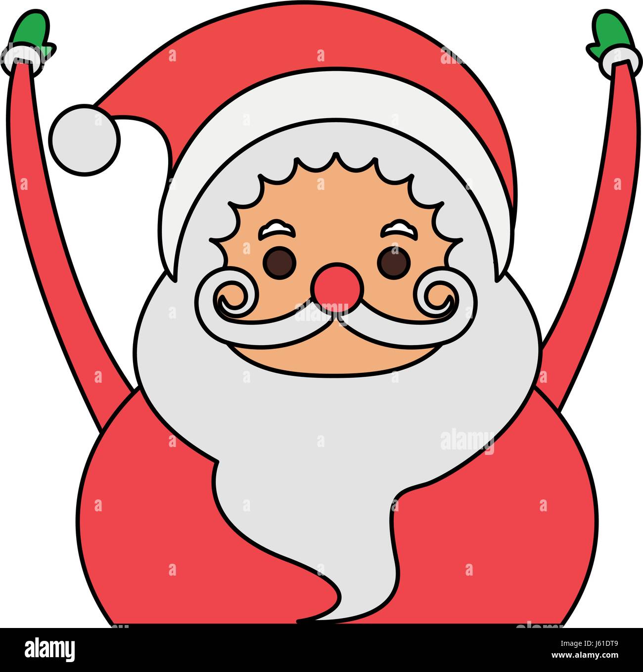 color image cartoon half body fat santa claus with hands up Stock ...
