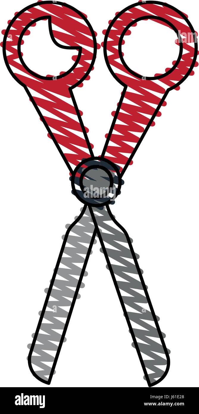 color crayon stripe cartoon scissors tool for cut Stock Vector Image ...