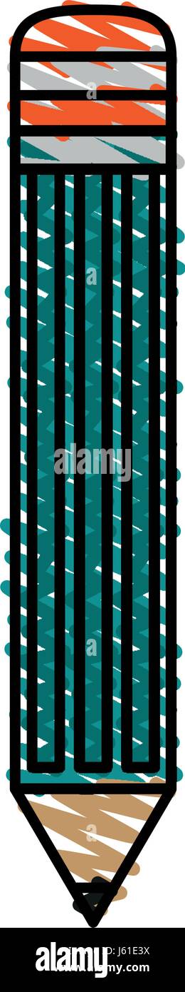 color crayon stripe cartoon front view pencil element to write Stock ...