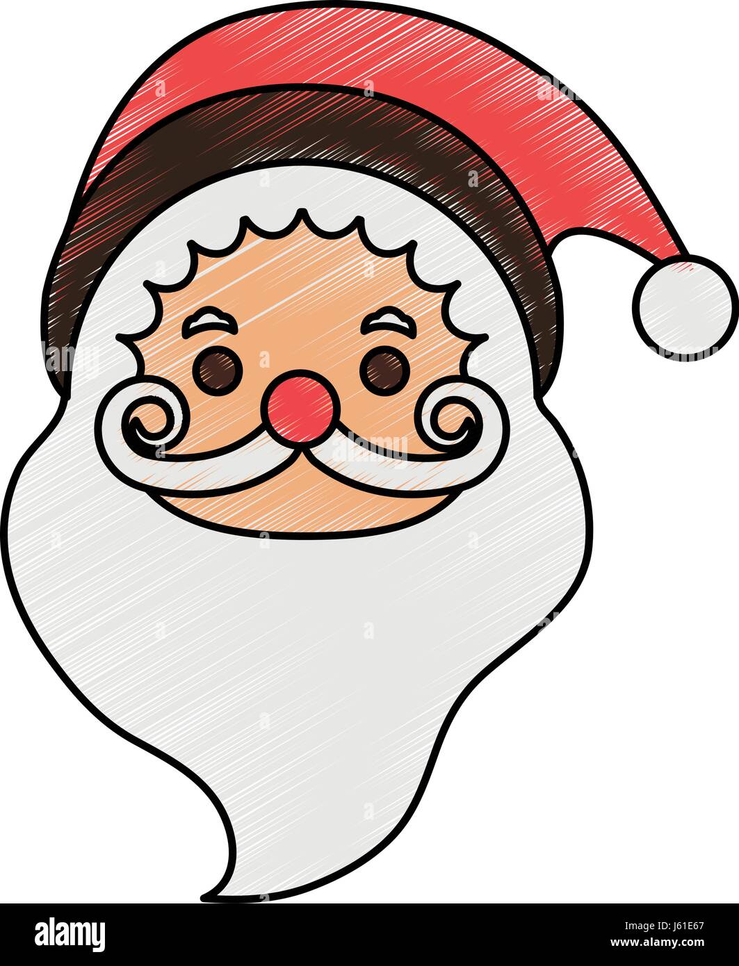 color pencil cartoon front view face santa claus Stock Vector Image ...