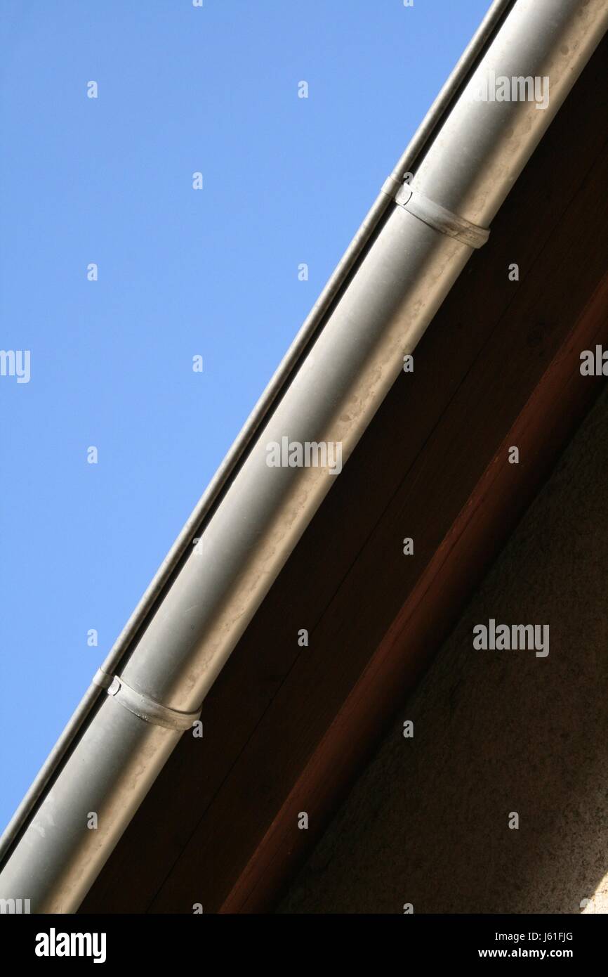 blue gutter eaves firmament sky rooftop wall blue house building summer ...