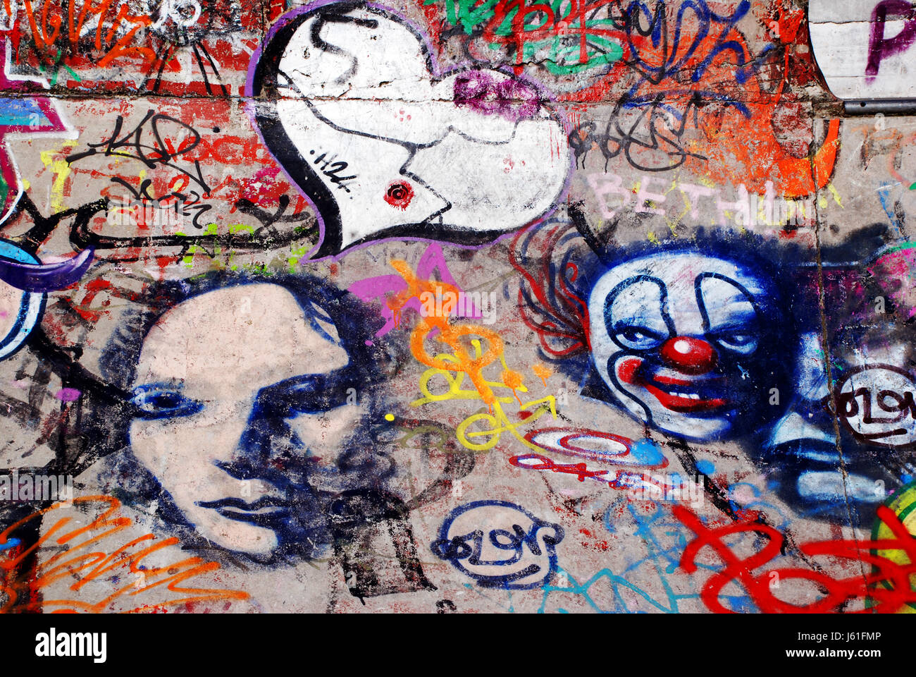 art clown daub graffiti grafitti paint spray faces street road ...