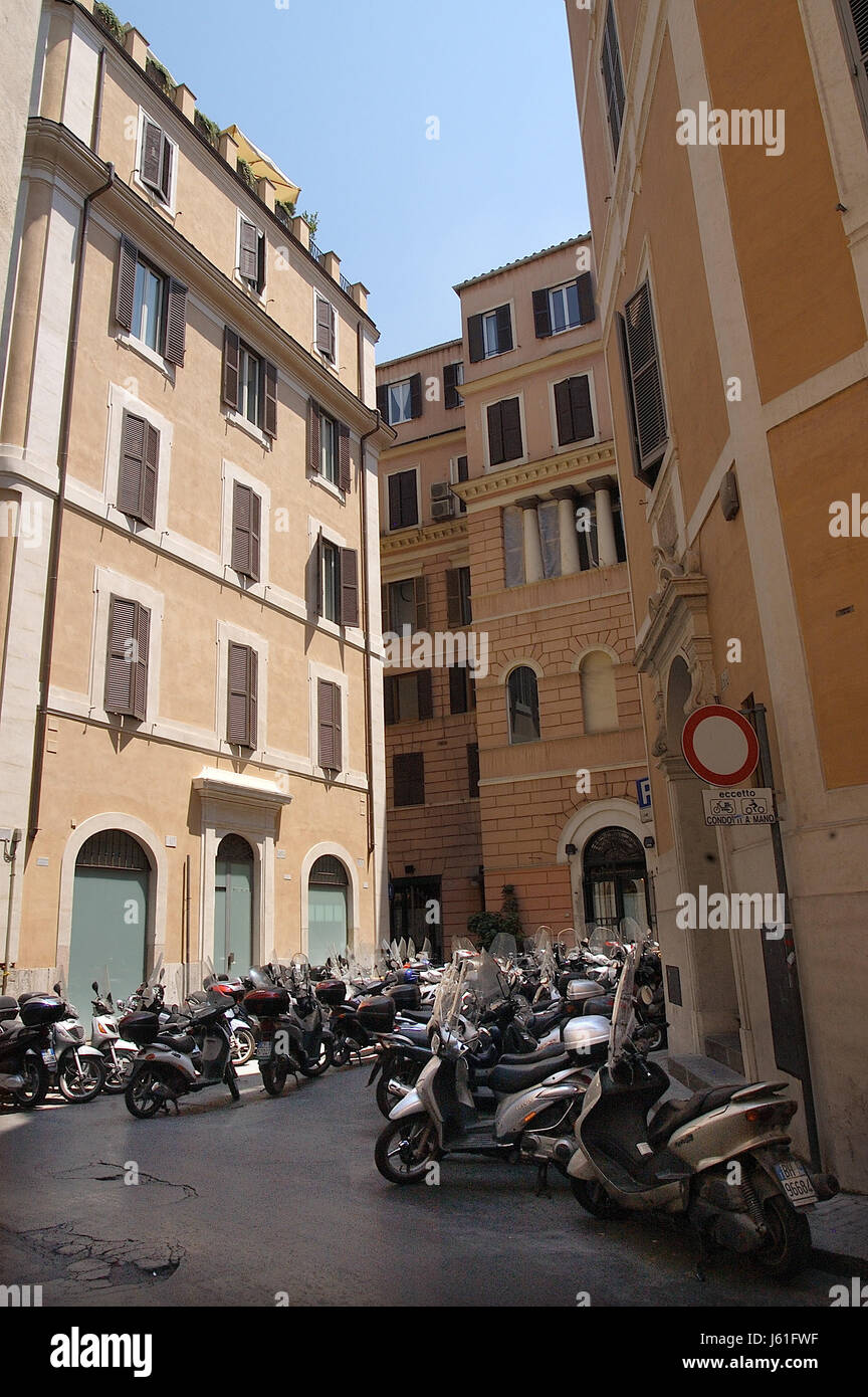 parking place Rome roma italy buildings houses city town traffic ...
