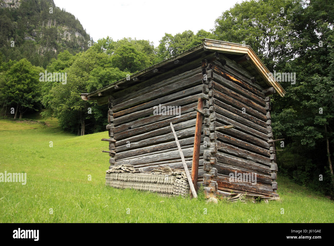 alps austria bavaria highlands tyrol tool wood rake haystack rooftop ...