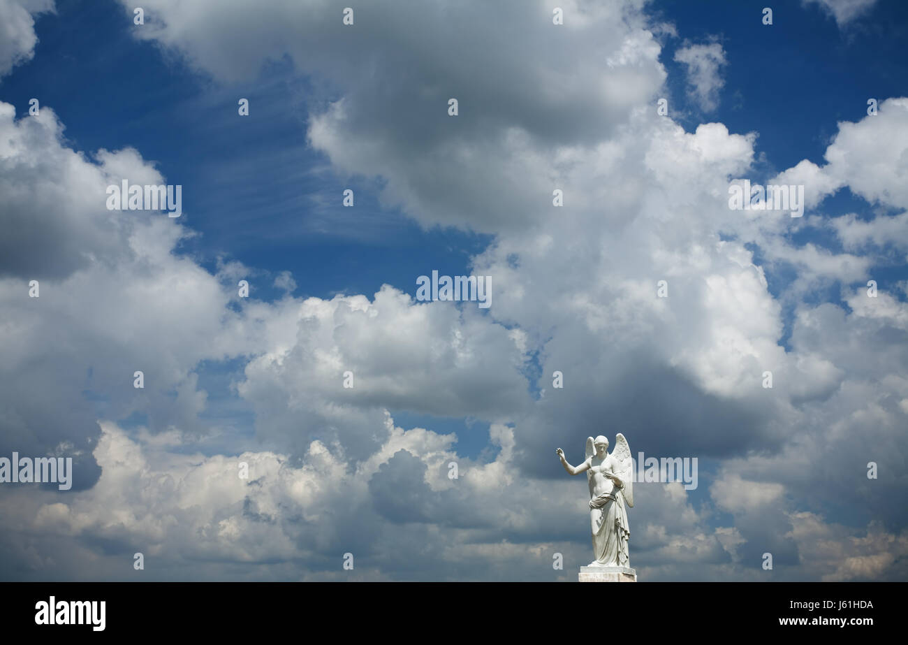 blue statue angel angels firmament sky clouds weather blue statue ...
