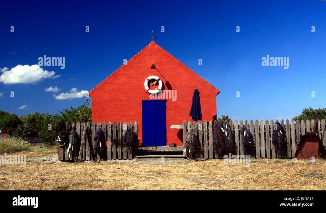 denmark lifebelt nets salt water sea ocean water house building holiday ...