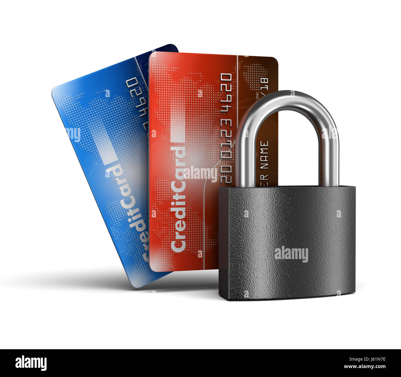 Credit Cards and lock. Image with clipping path Stock Photo - Alamy