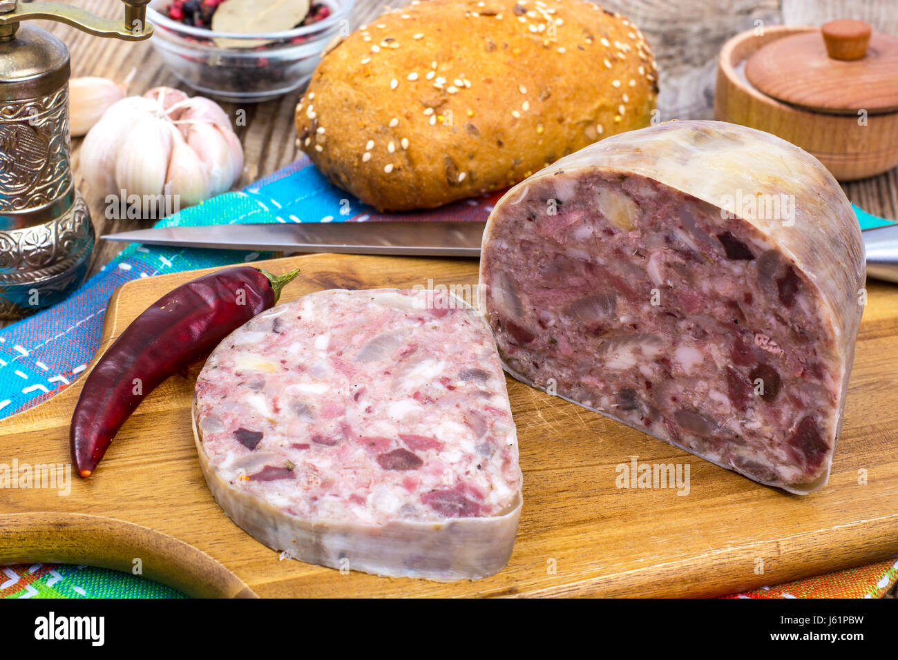 Piece of fresh cutlet with cut slice. Studio Photo Stock Photo - Alamy