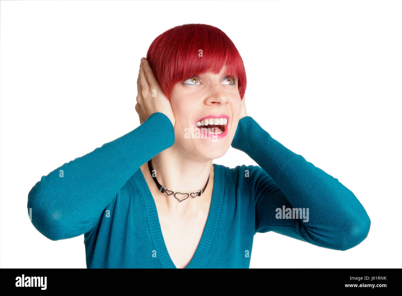 Woman keep shut ear hi-res stock photography and images - Alamy