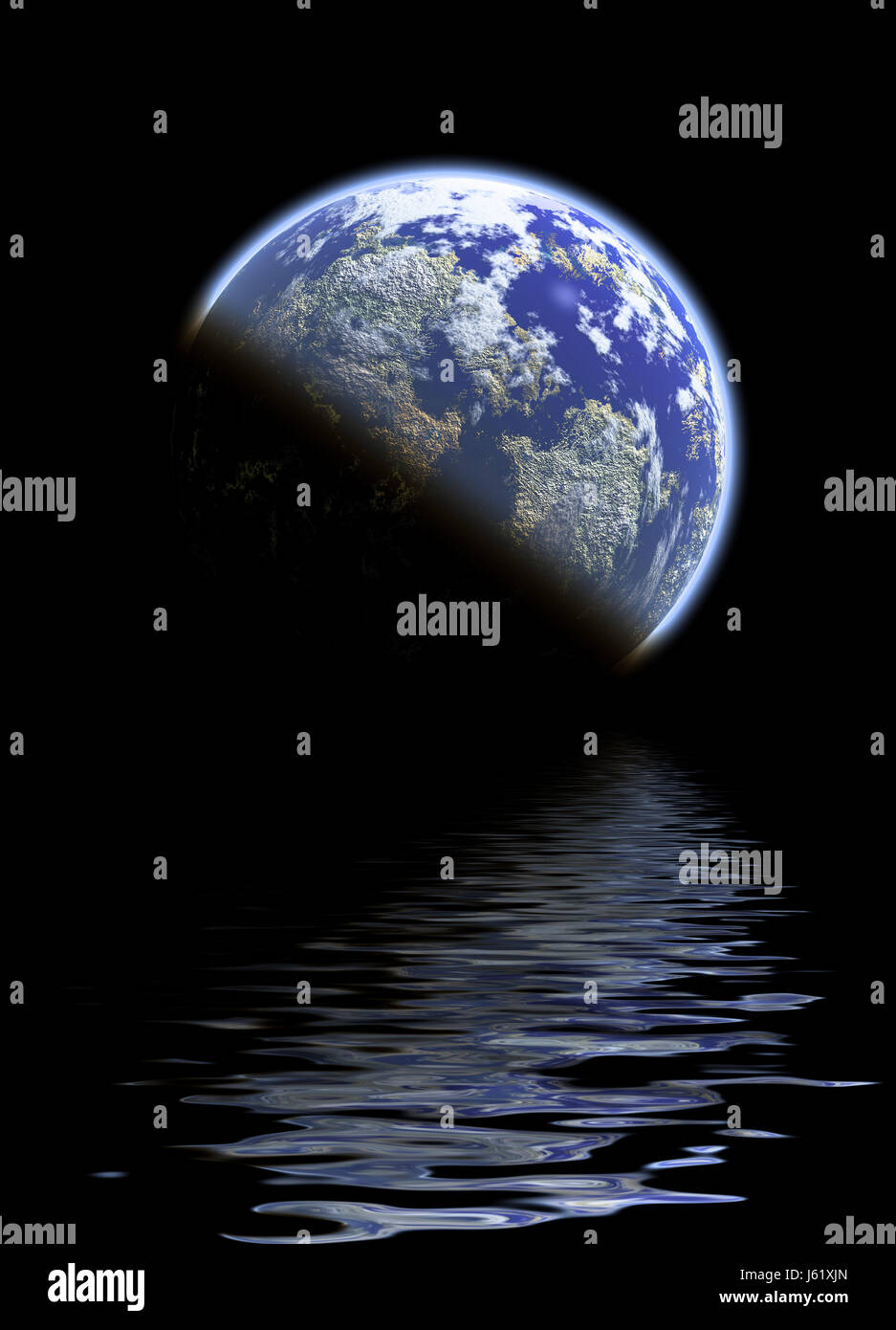 darkness eclipse globe planet earth world ripple salt water sea ocean ...