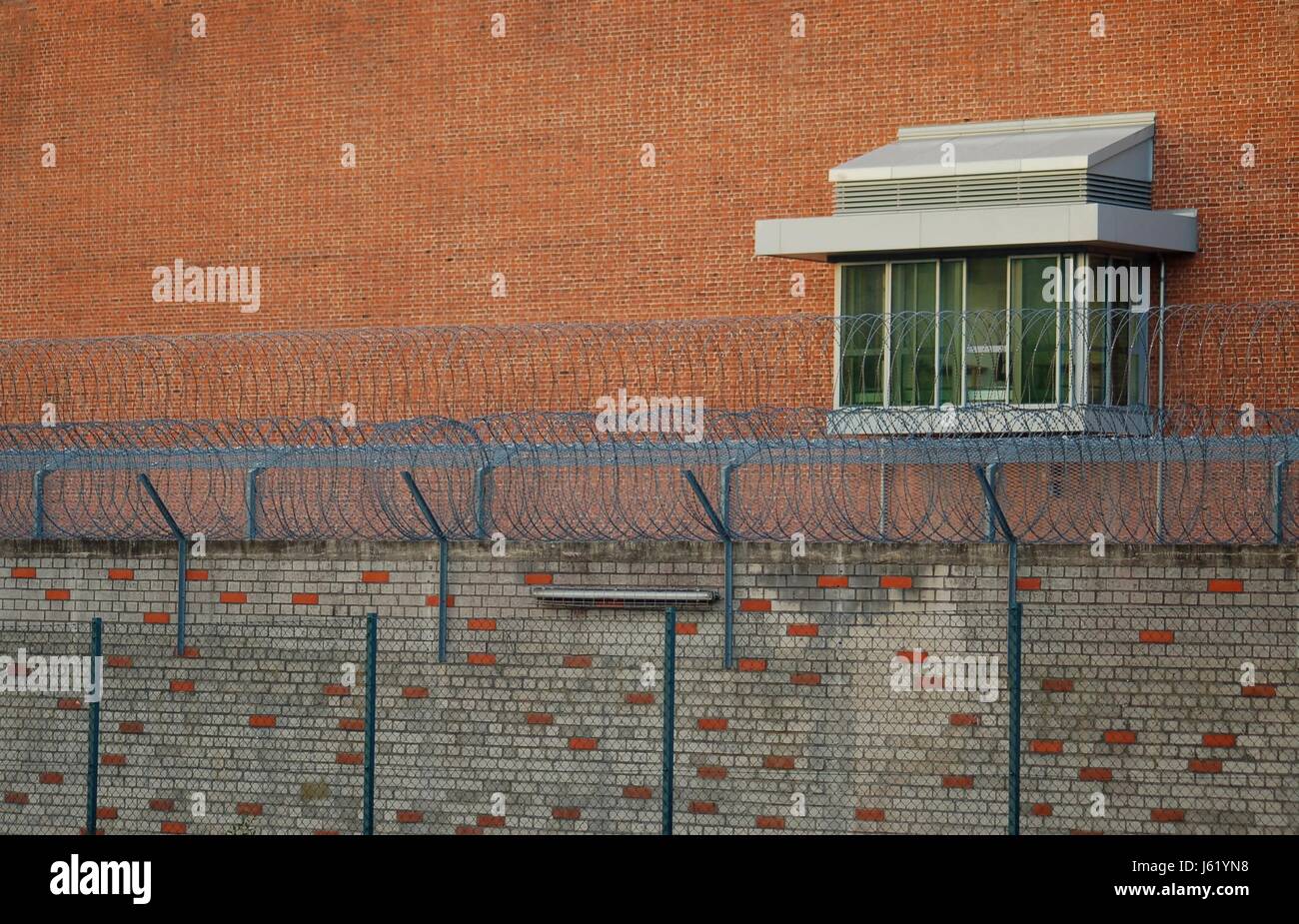 wall brig jail barbed wire escape watchtower guard caged closed ...
