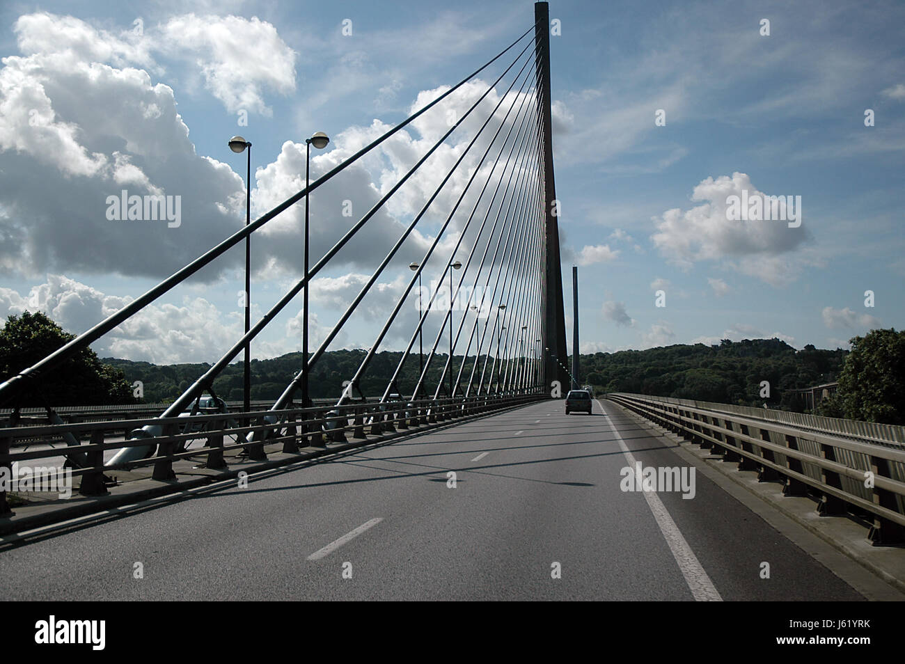 bridge mast steel cable bridge mast steel cable firmament sky clouds ...