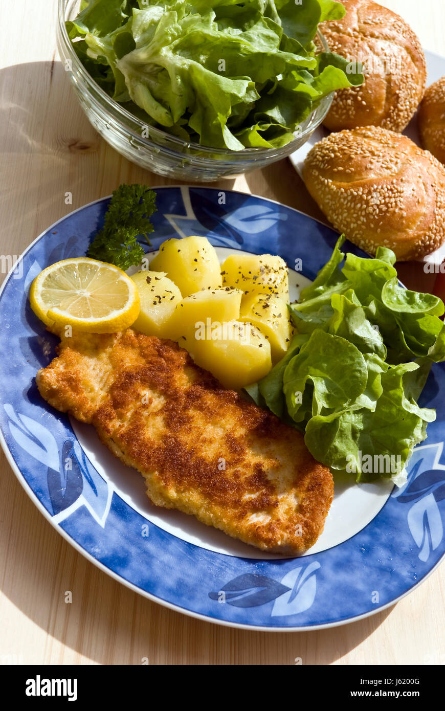 food dish meal viennese schnitzel lunch breaded pork salad meat ...